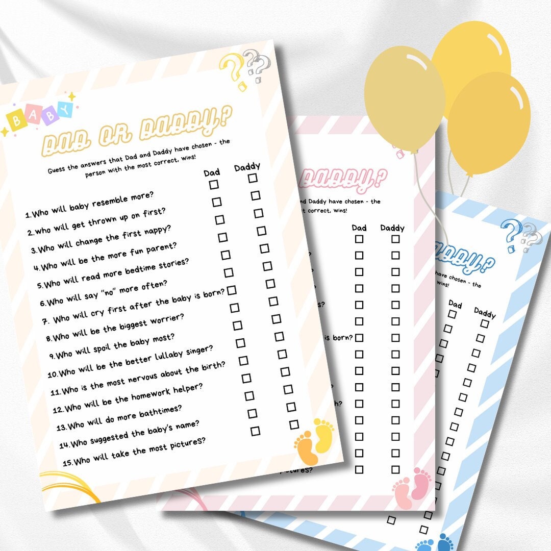 Guess Who Dad or Daddy Baby Shower Game (digital Download) - Etsy