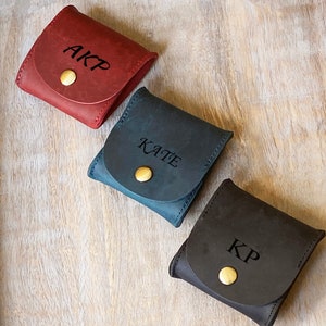 Coin Organizer, Personalized Leather Coin Pouch, Full Grain Mini Wallet ...