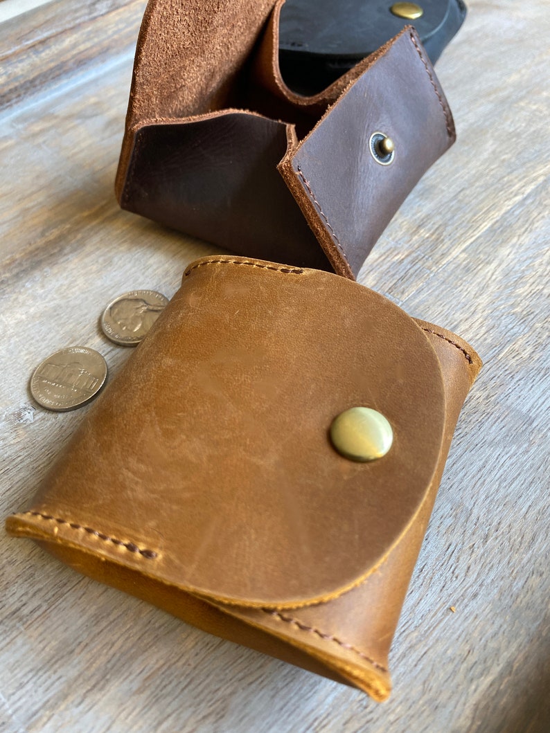 Coin Organizer, Personalized Leather Coin Pouch, Full Grain Mini Wallet ...