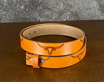 Men's Western Full Grain Genuine Leather Belt Embossed Belt Without ...