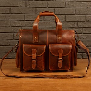 Genuine Leather Briefcase, Custom Leather Laptop Bag, MacBook Laptop ...