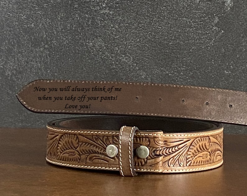 Tooled Western Cross Carved Leather Belt 100% Genuine Full Grain ...