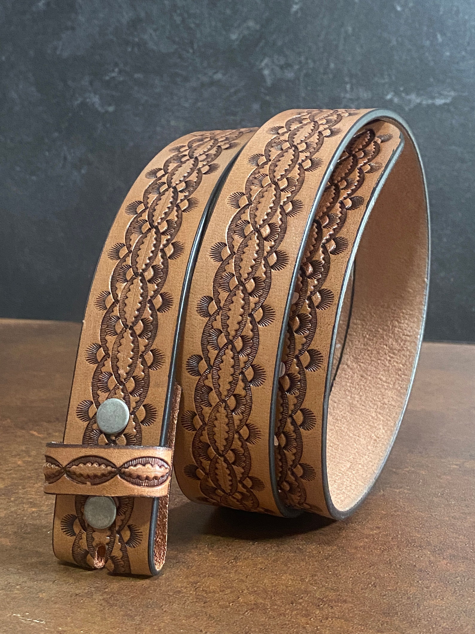 Tooled Western Carved Leather Belt 100% Genuine Full Grain Cowhide ...