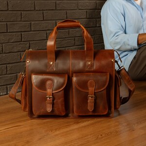 Genuine Leather Briefcase, Custom Leather Laptop Bag, MacBook Laptop ...