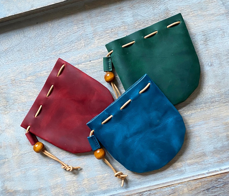 Leather Pouch, Leather Bag, Leather Drawstring Bags , Coin Pouch ...