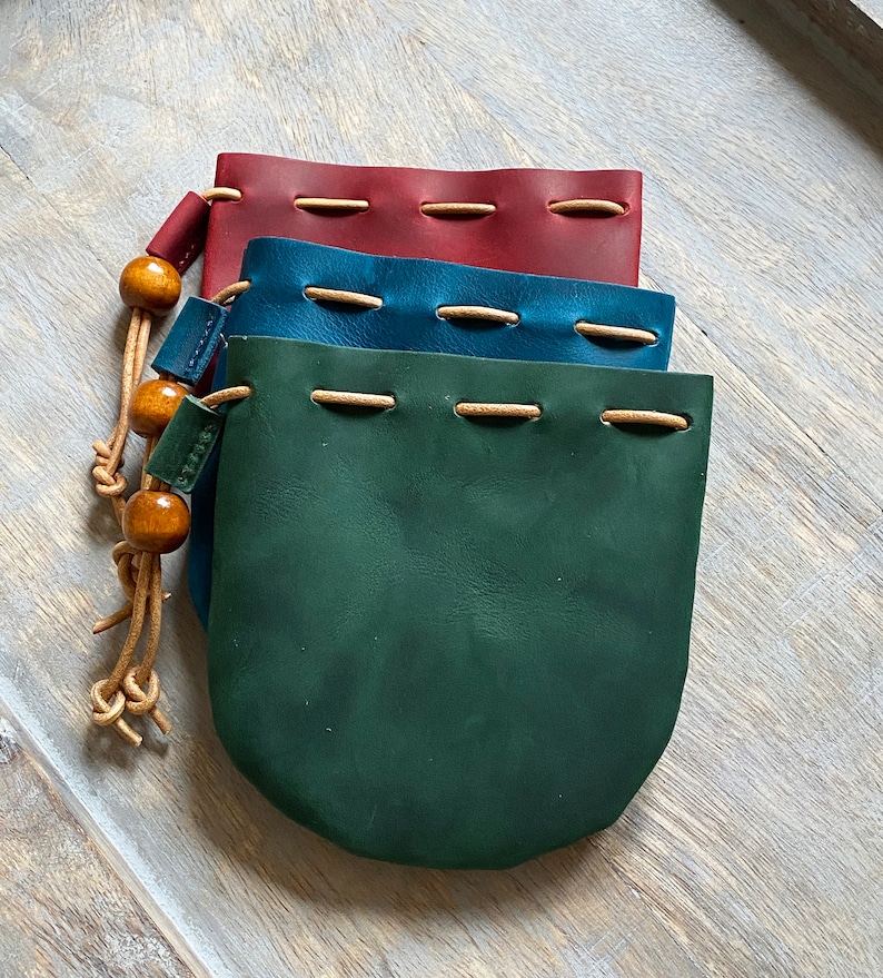 Leather Pouch, Leather Bag, Leather Drawstring Bags , Coin Pouch ...