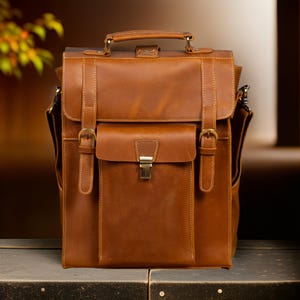 Leather Backpack, Personalized Full Grain Leather Laptop Backpack ...