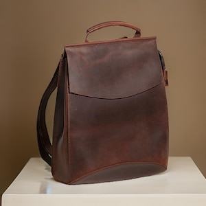 Leather Backpack Purse for Women, Leather Bag Purse, Handmade Top ...