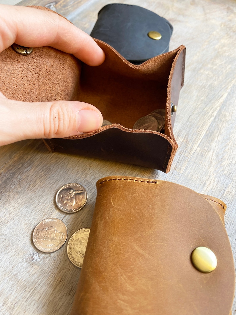 Coin Organizer, Personalized Leather Coin Pouch, Full Grain Mini Wallet ...