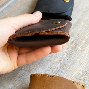 Coin Organizer, Personalized Leather Coin Pouch, Full Grain Mini Wallet ...