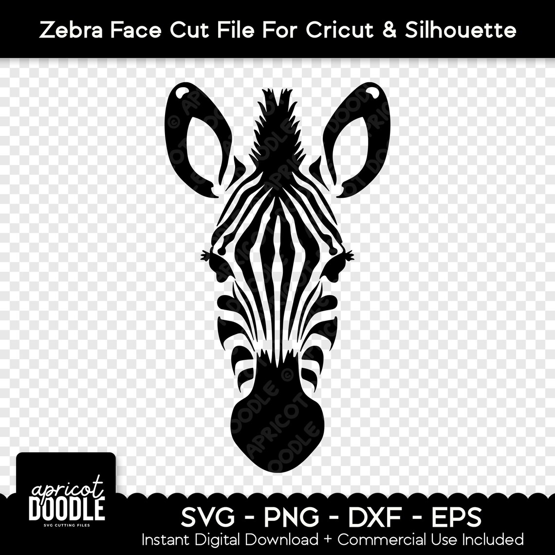Zebra Face SVG Cut File, Zebra Vector Clipart, Zebra Silhouette, Zebra ...