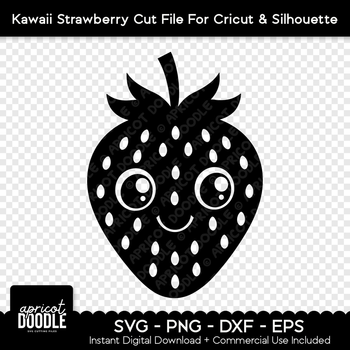 Strawberry SVG Cut File, Strawberry Vector Clipart, Kawaii Clipart SVG ...