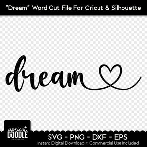 Dream SVG Cut File, Word Art Vector Clipart, Dreamer Silhouette, Text ...