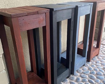 Reclaimed Wood End Table, Reclaimed Wood Accent Table, Rustic, Recycled ...