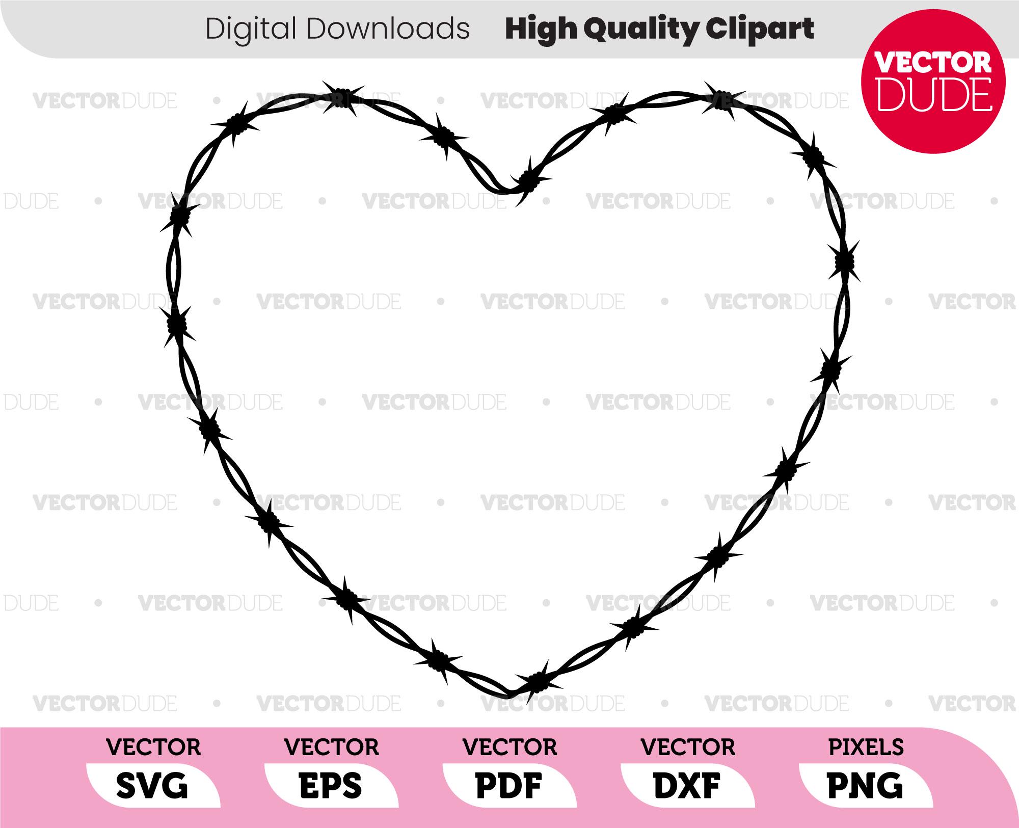 Heart Shaped Wire Barbed Wire Border for Cutting or Print, Vector ...