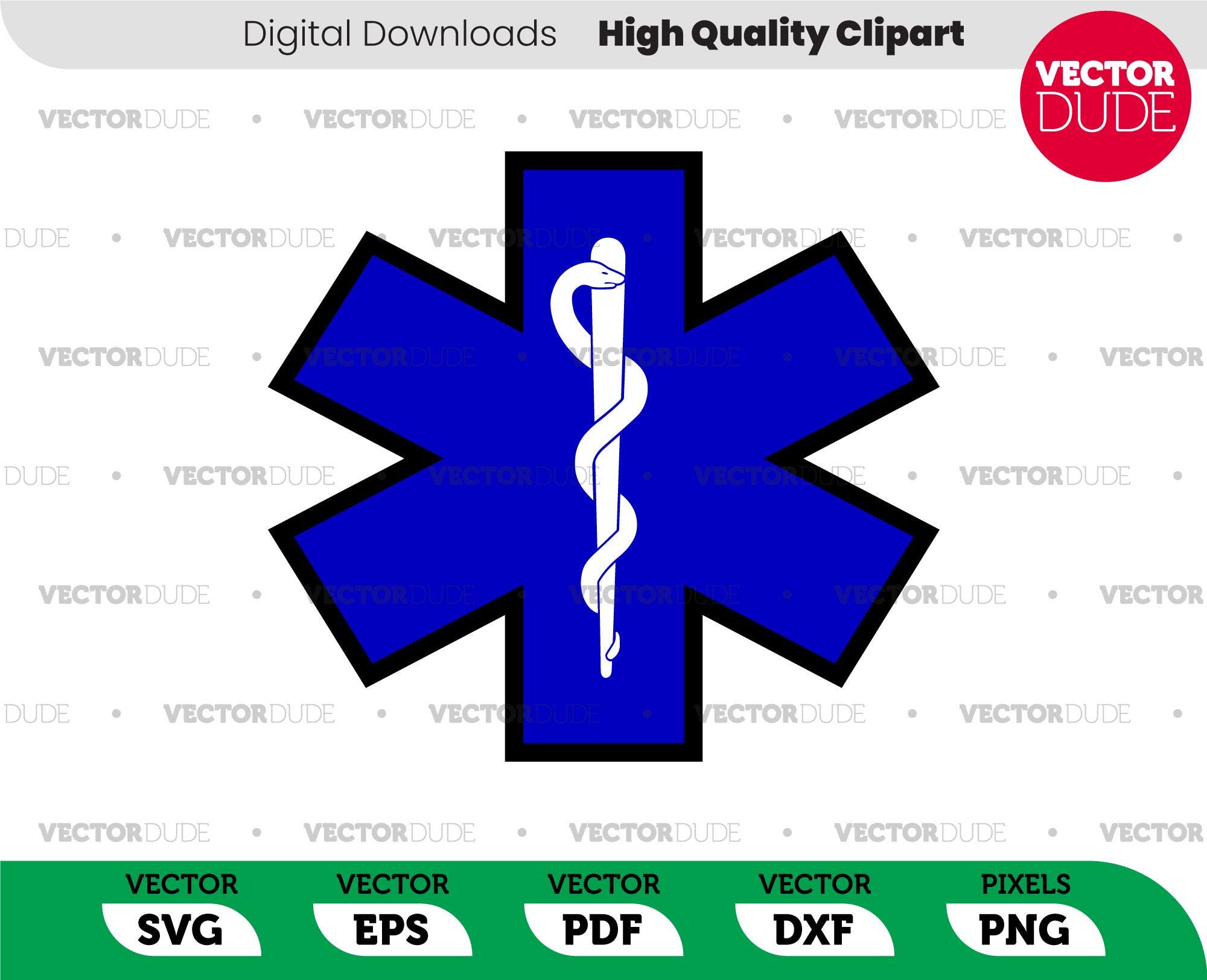 Medical Cross EMS EMT Star of Life - High Quality, Cricut Cut, Vector ...