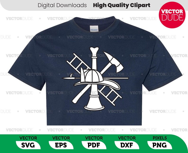 Firefighter / Fireman Ladder Bugle Helmet Ax Hook Tool Vector, High ...