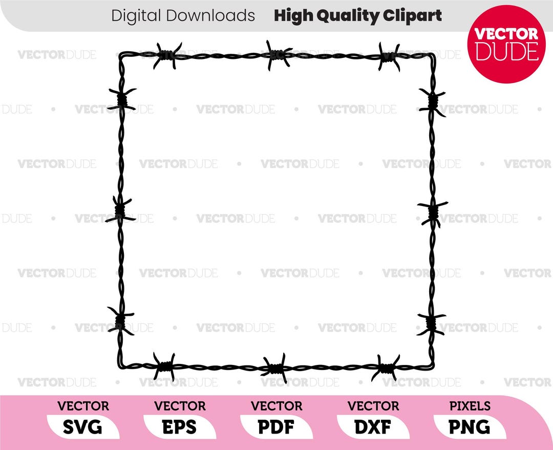 Square Barb Wire Barbed Wire Detailed Border for Cutting or Print ...