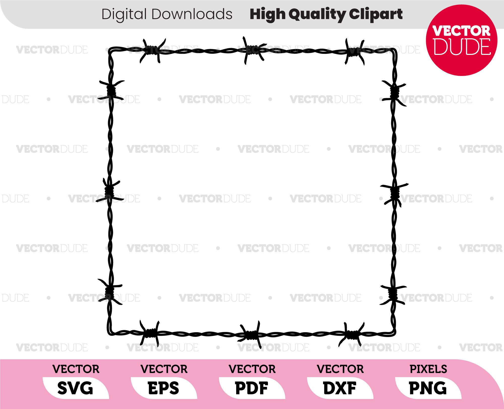 Square Barb Wire Barbed Wire Detailed Border for Cutting or Print ...