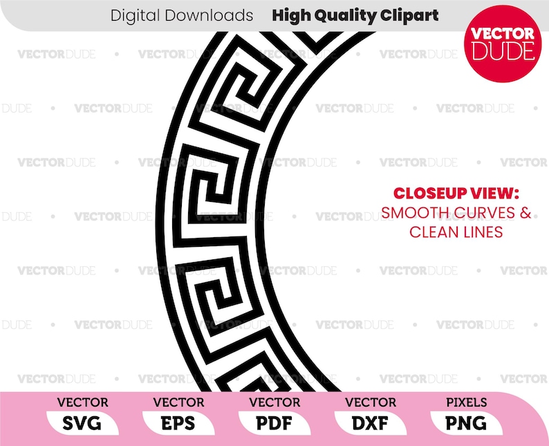 Round Greek Thicker Key Style Border for Cutting or Print, Vector ...