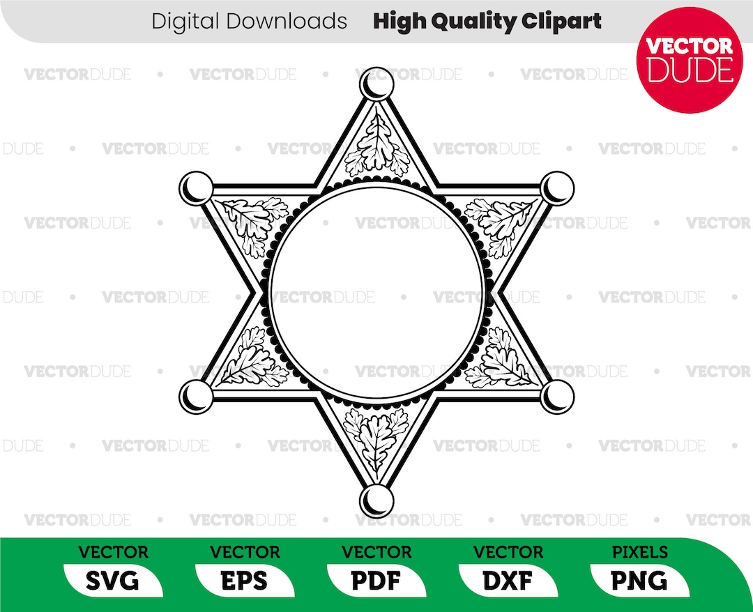 Police, Sheriff, Security Badge Template High Quality, Cricut Cut ...