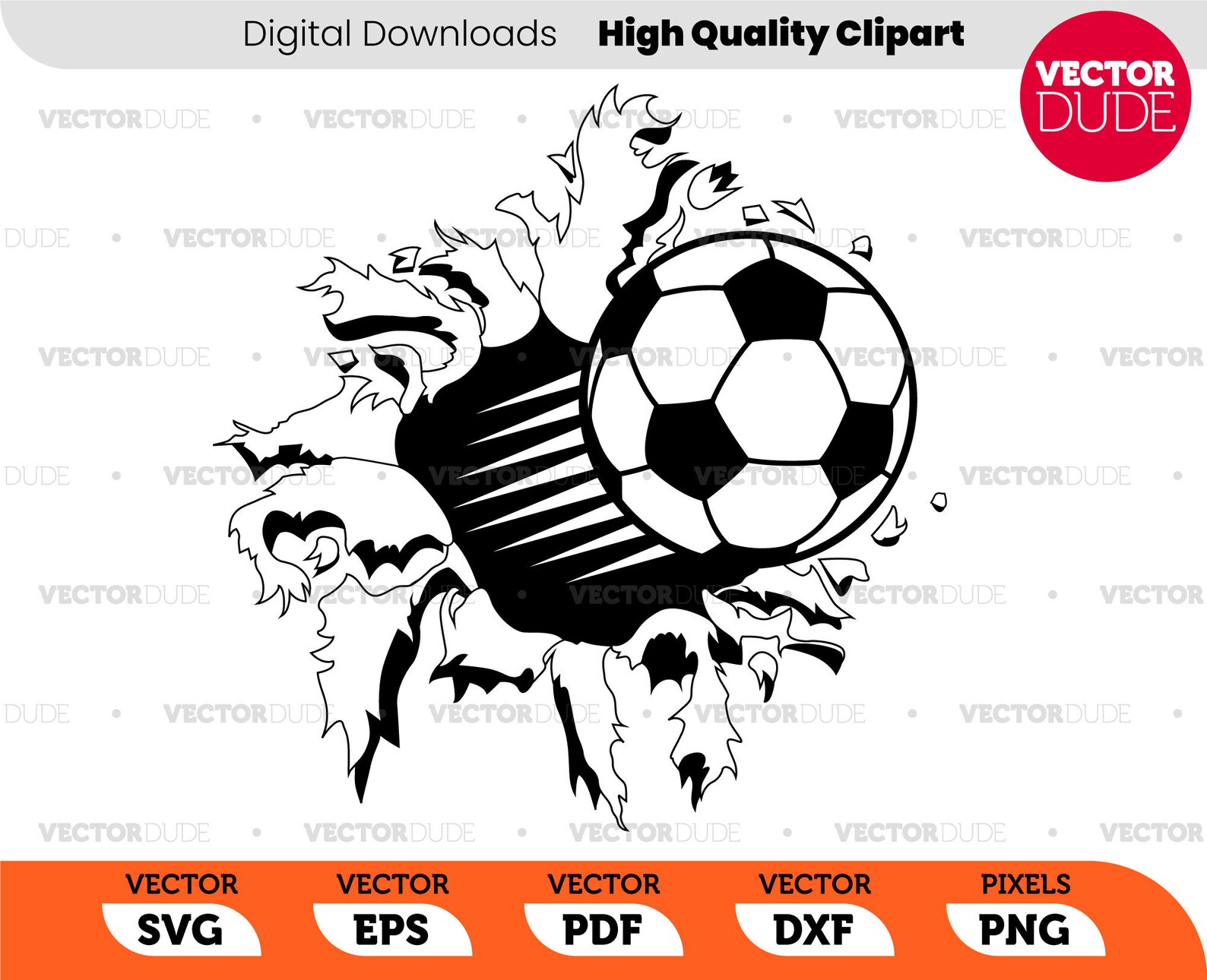 Ripping Bursting Soccer Ball Football Futbol - Black & White High ...