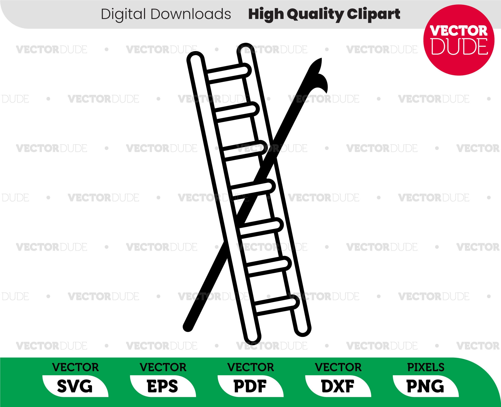 Firefighter / Fireman Ladder and Hook Tool Vector, High Quality, Cricut ...