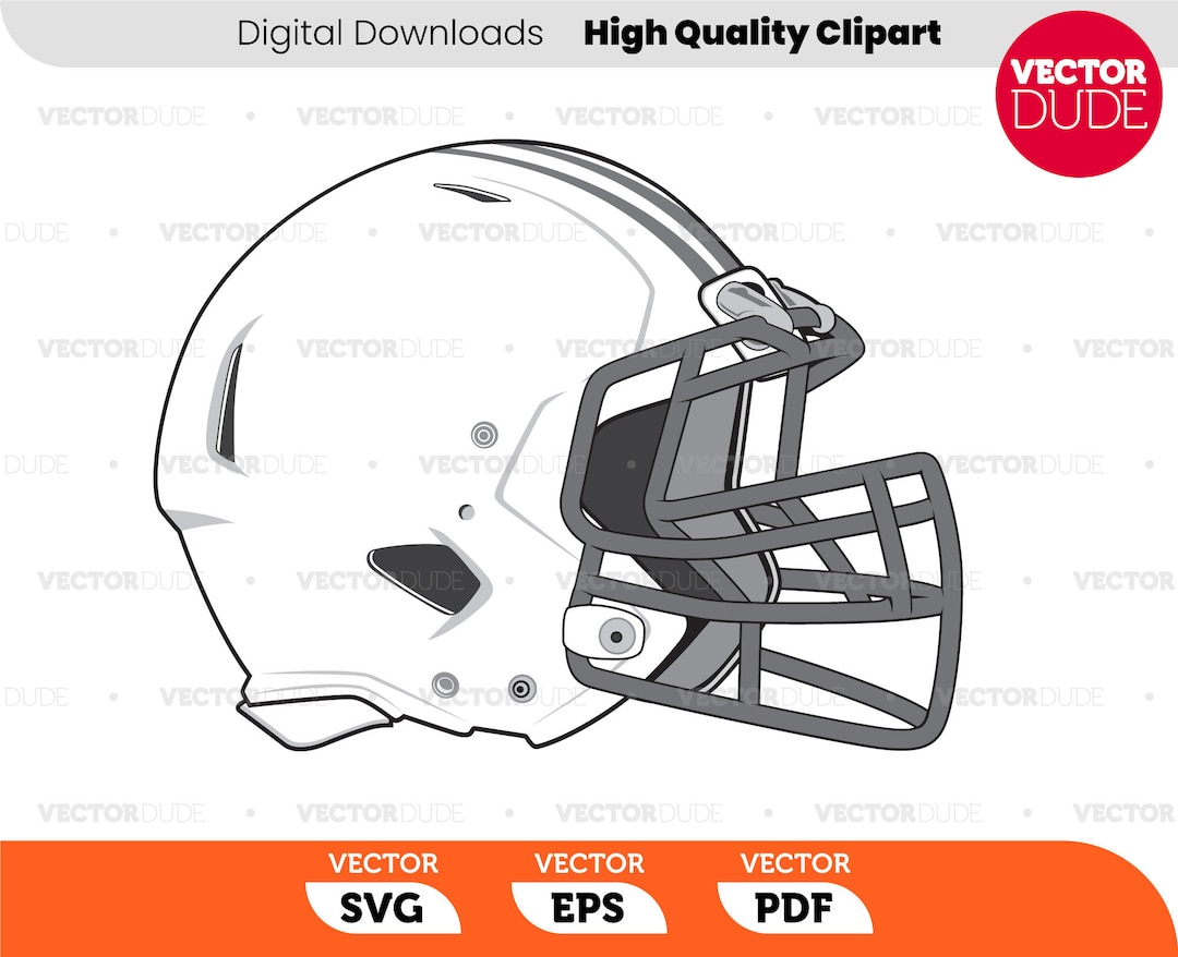 Detailed Football Helmet High Quality, Cut or Print, Vector Clipart ...
