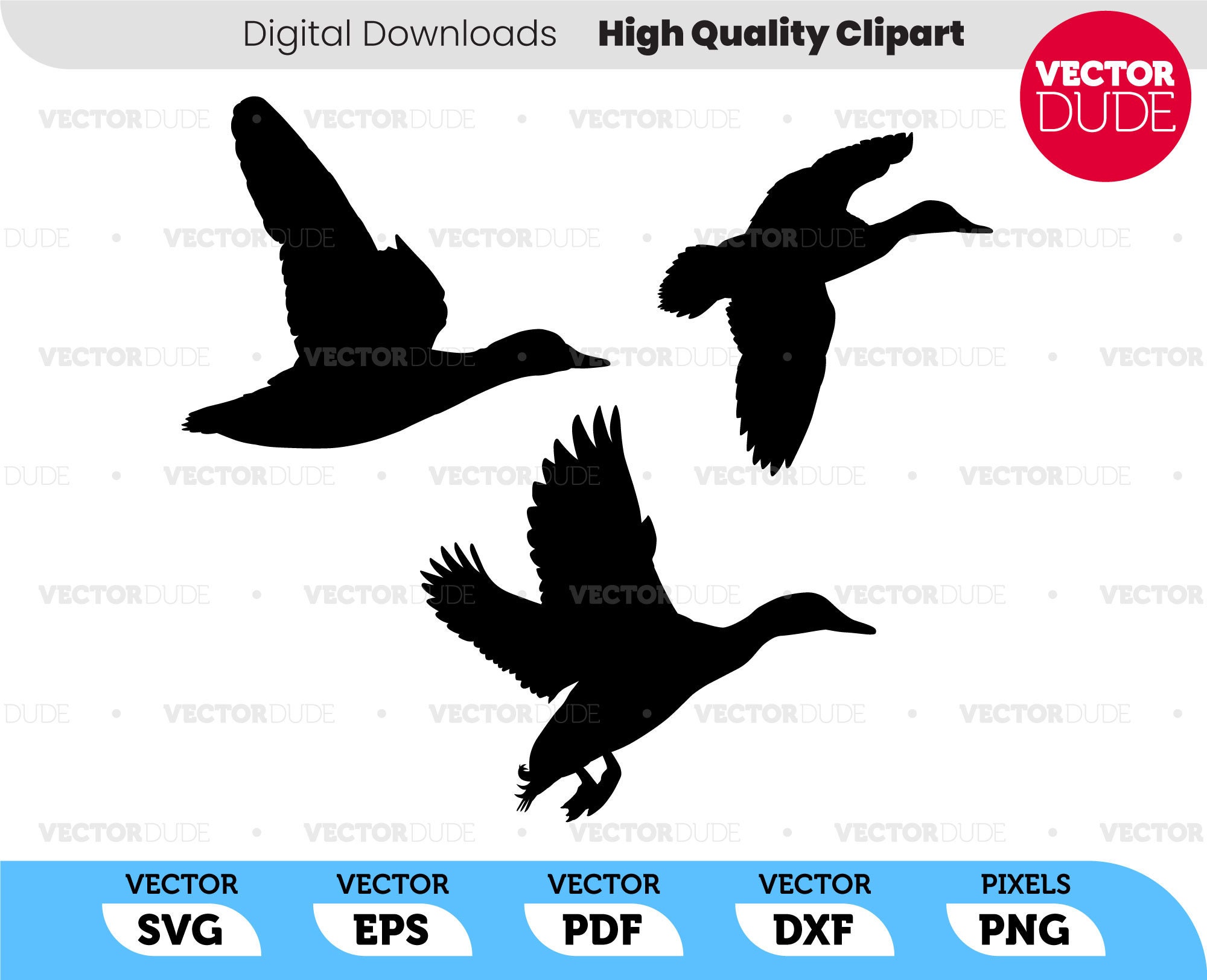 3 Flying Ducks Original Design Silhouette, Detailed High Quality ...