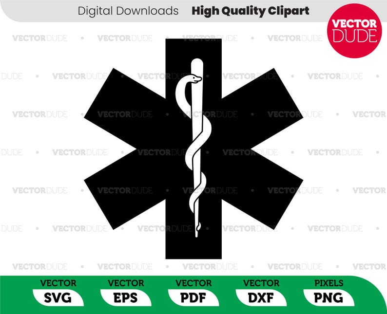 Medical Cross EMS EMT Star of Life - High Quality, Cricut Cut, Vector ...