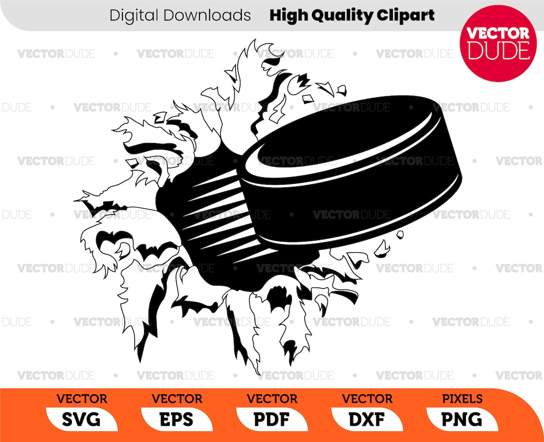 Ripping Bursting Tearing Ice Hockey Puck - Black & White High Quality ...