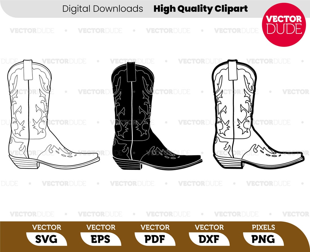 Cowboy Boot, High Quality, Cut or Print, Vector Clipart [ Svg Eps Pdf ...