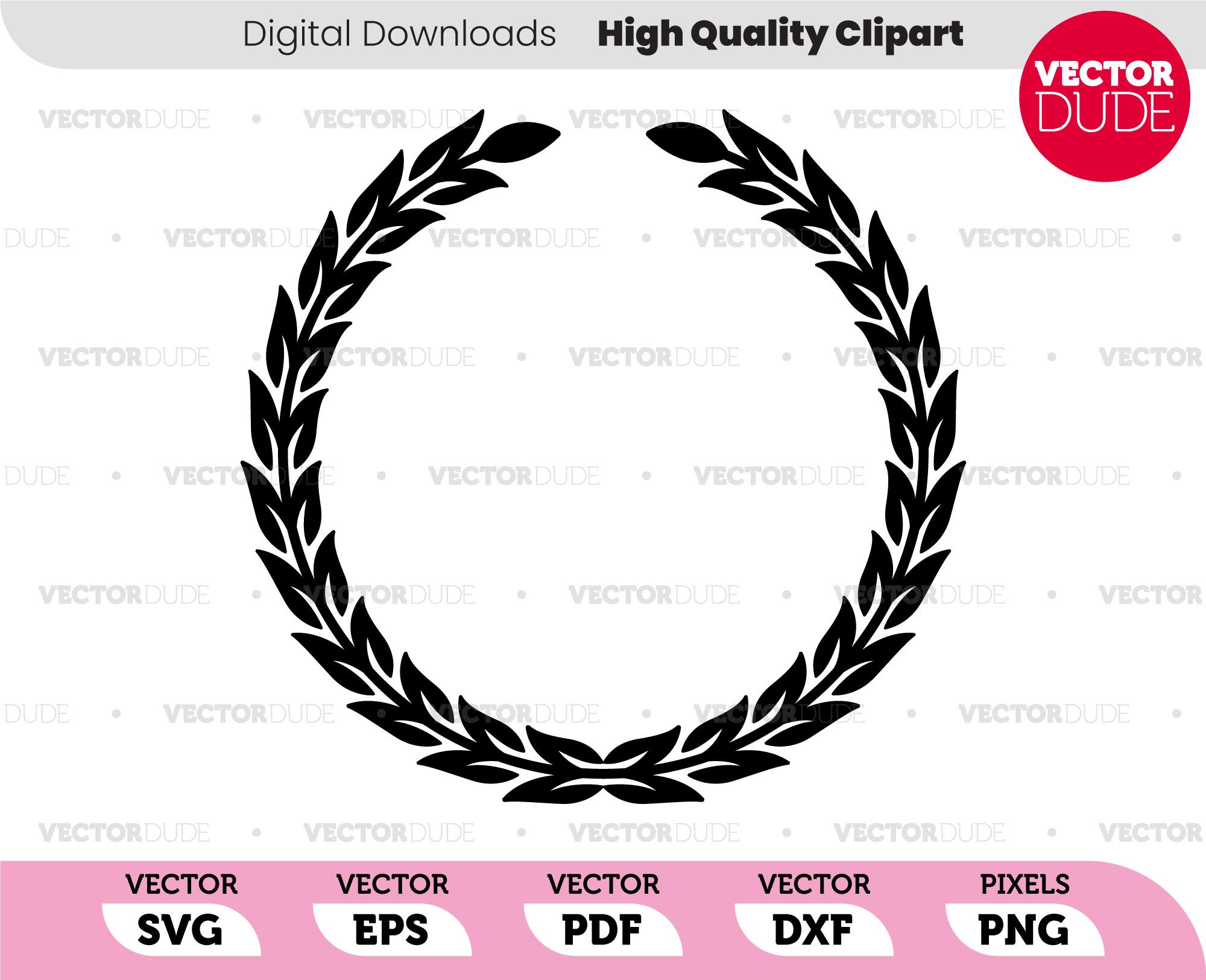 Decorative Laurel Wreath Leaf Design Cut or Print, Vector Clipart [ Svg ...