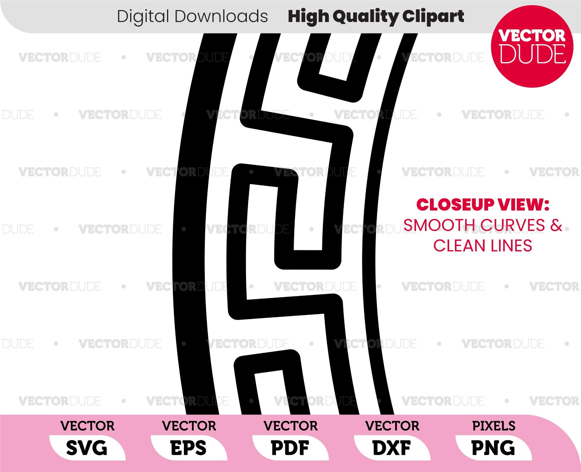 Round Greek Key Style Border for Cutting or Print, Vector Clipart [ Svg ...