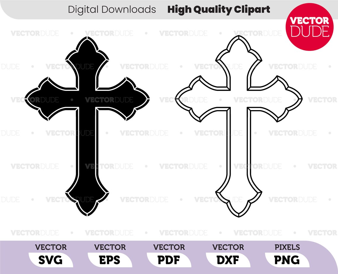 Religious Crosses Solid and Thin Lines High Quality Vector, Cricut ...