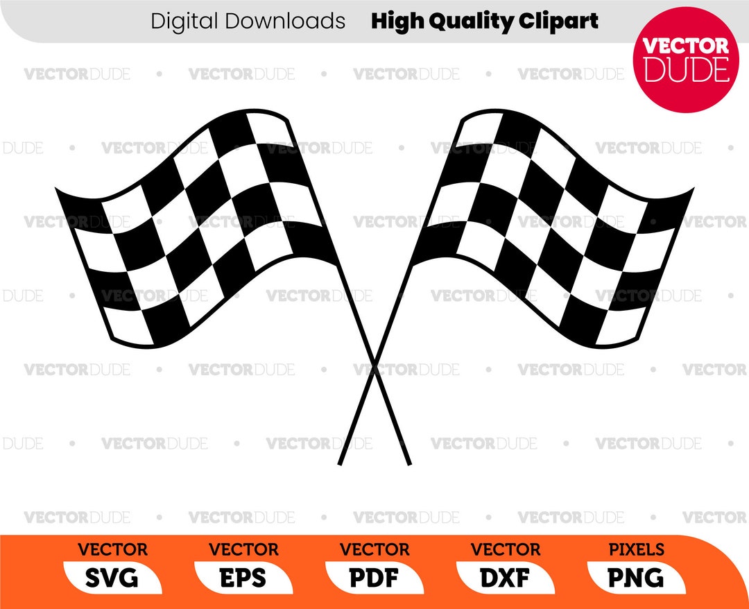Checkered Flags Crossed High Quality Vector Clipart [ Svg Eps Pdf Dxf Png ] - Etsy