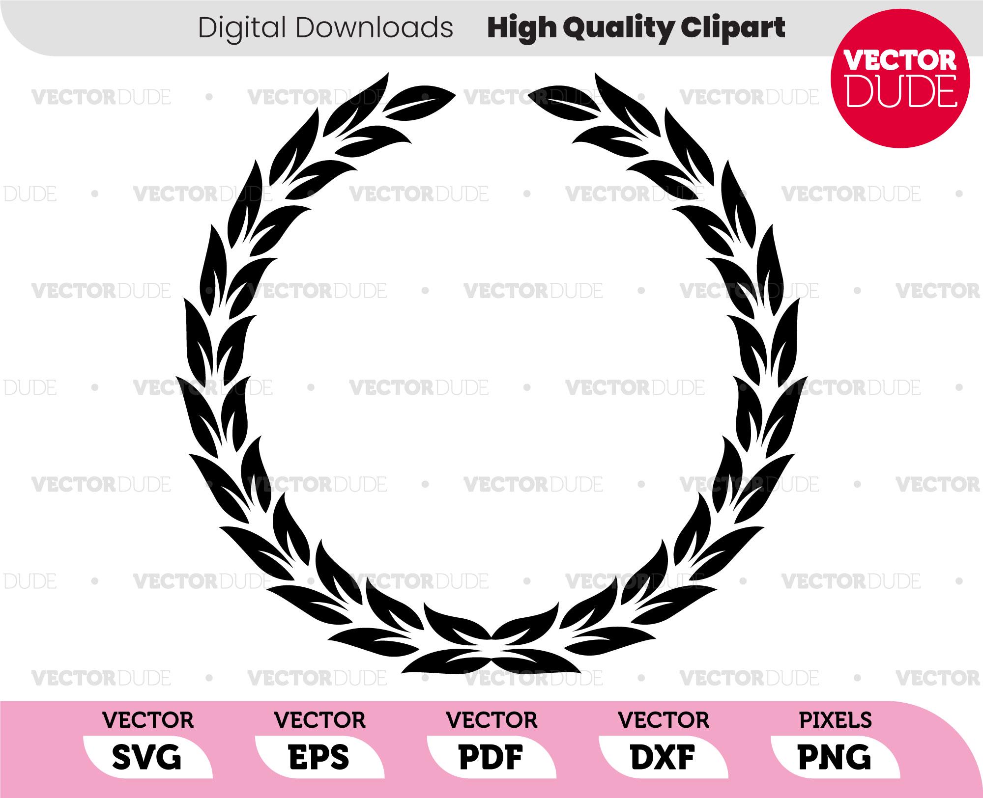 Decorative Laurel Wreath Leaf Design Cut or Print, Vector Clipart [ Svg ...