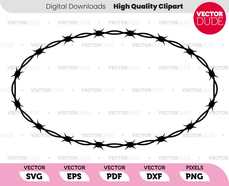 Oval Barb Wire Barbed Wire Border for Cutting or Print, Vector Clipart ...