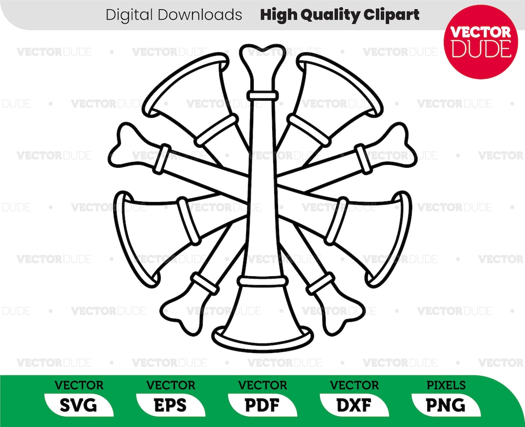 5 Crossed Bugles for Fire Department Service Ranking (chief) - Vector ...