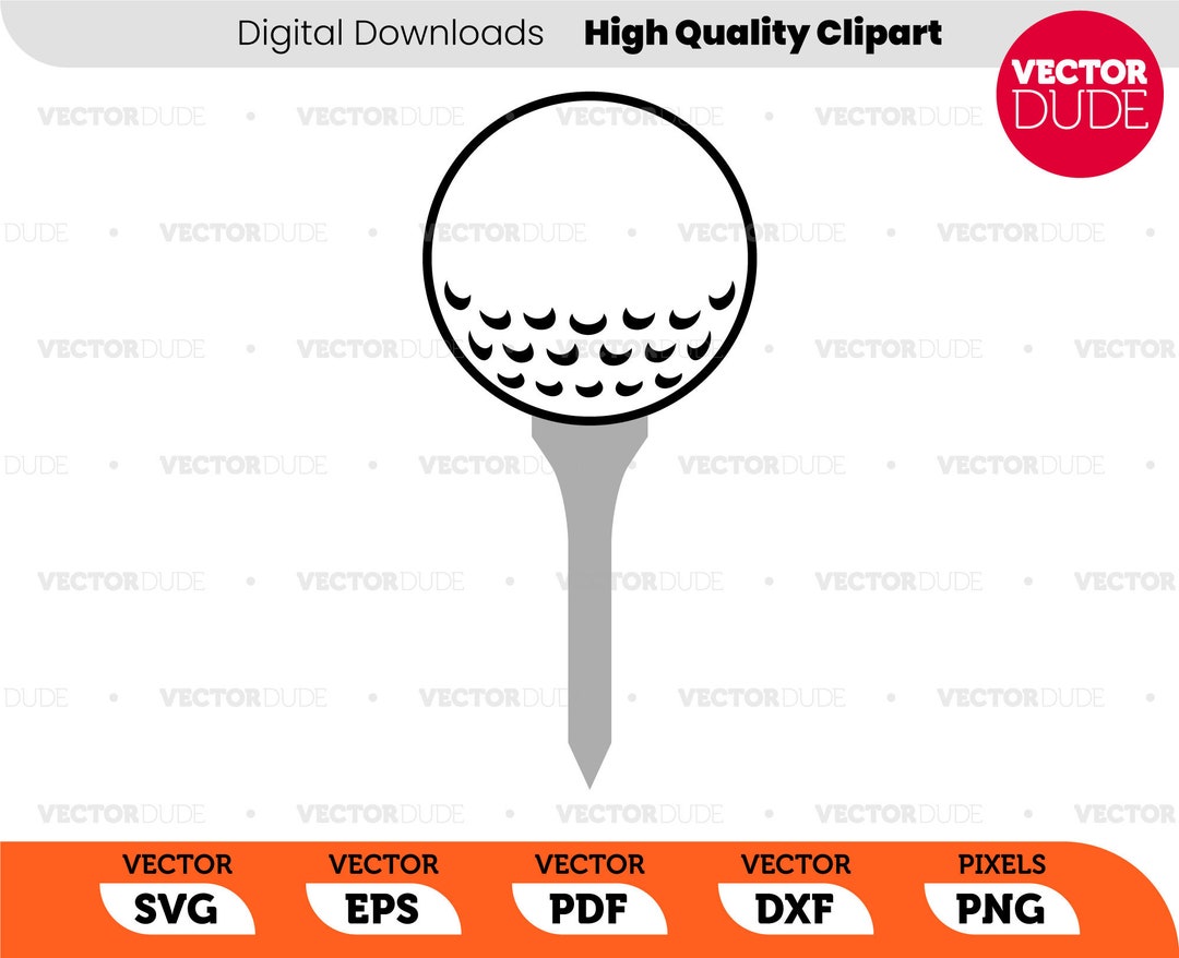 Golf Ball on a Tee High Quality, Cricut Cut, Vector Clipart [ Svg Eps ...