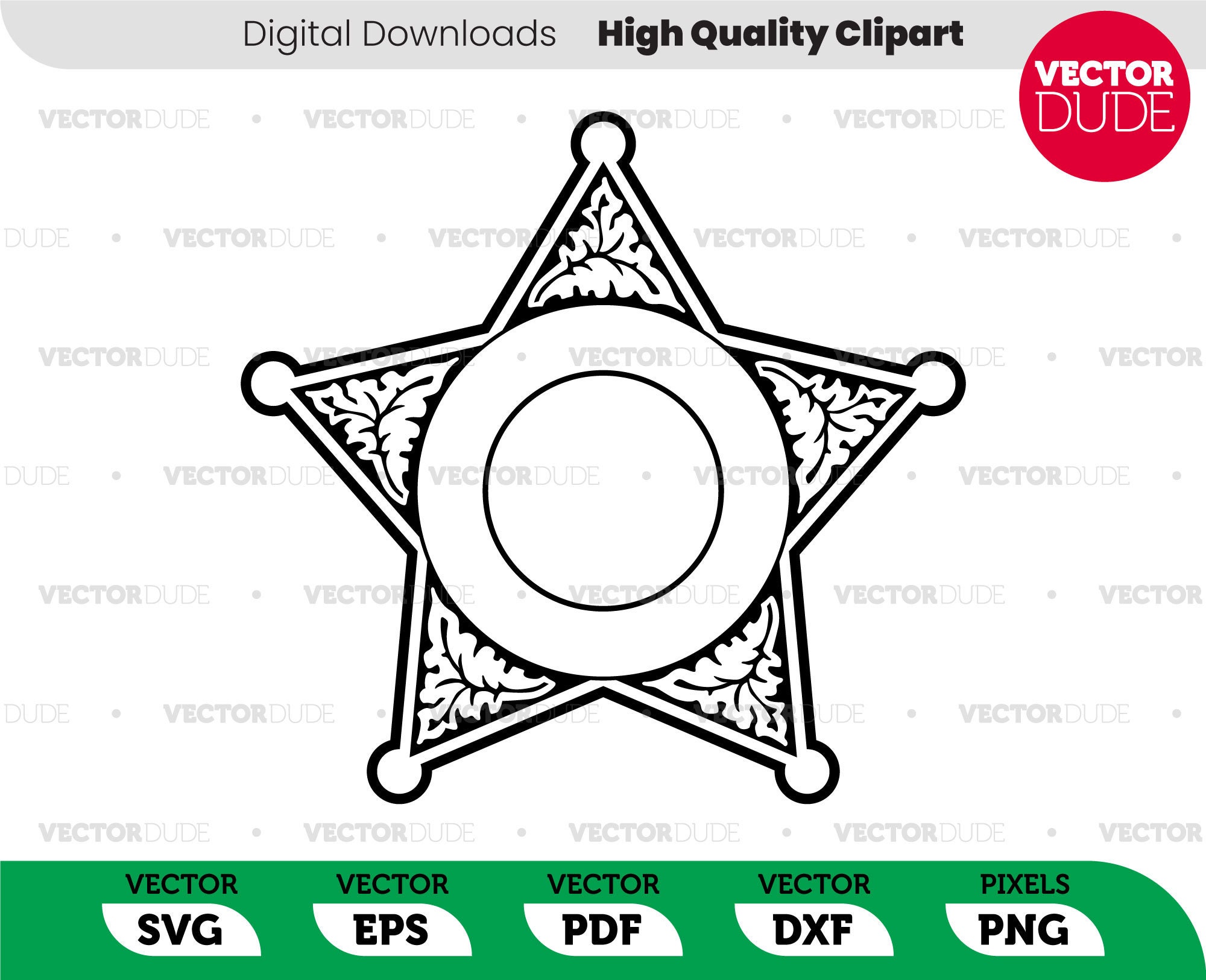 Police, Sheriff, Security Badge Template High Quality, Cricut Cut ...