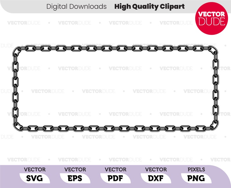 Chain Link Rectangle DETAILED Border ORIGINAL, High Quality, Cricut Cut ...