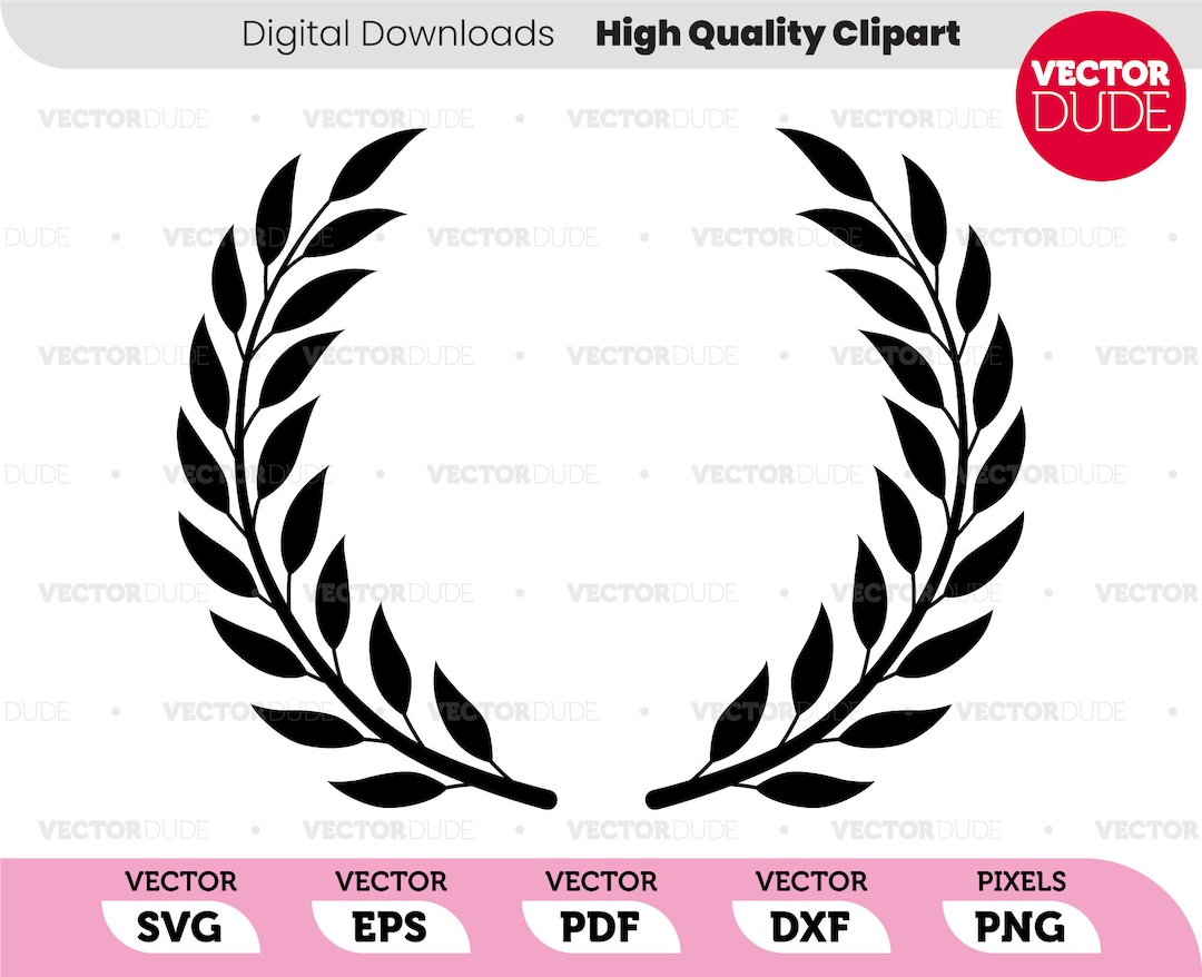 Decorative Laurel Wreath Leaf Design Cut or Print, Vector Clipart [ Svg ...