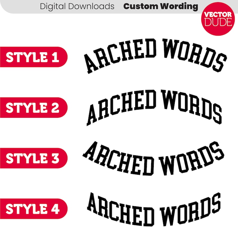 Custom Arched Curved Letters in 4 Choices of Styles & 6 Formats [svg ...
