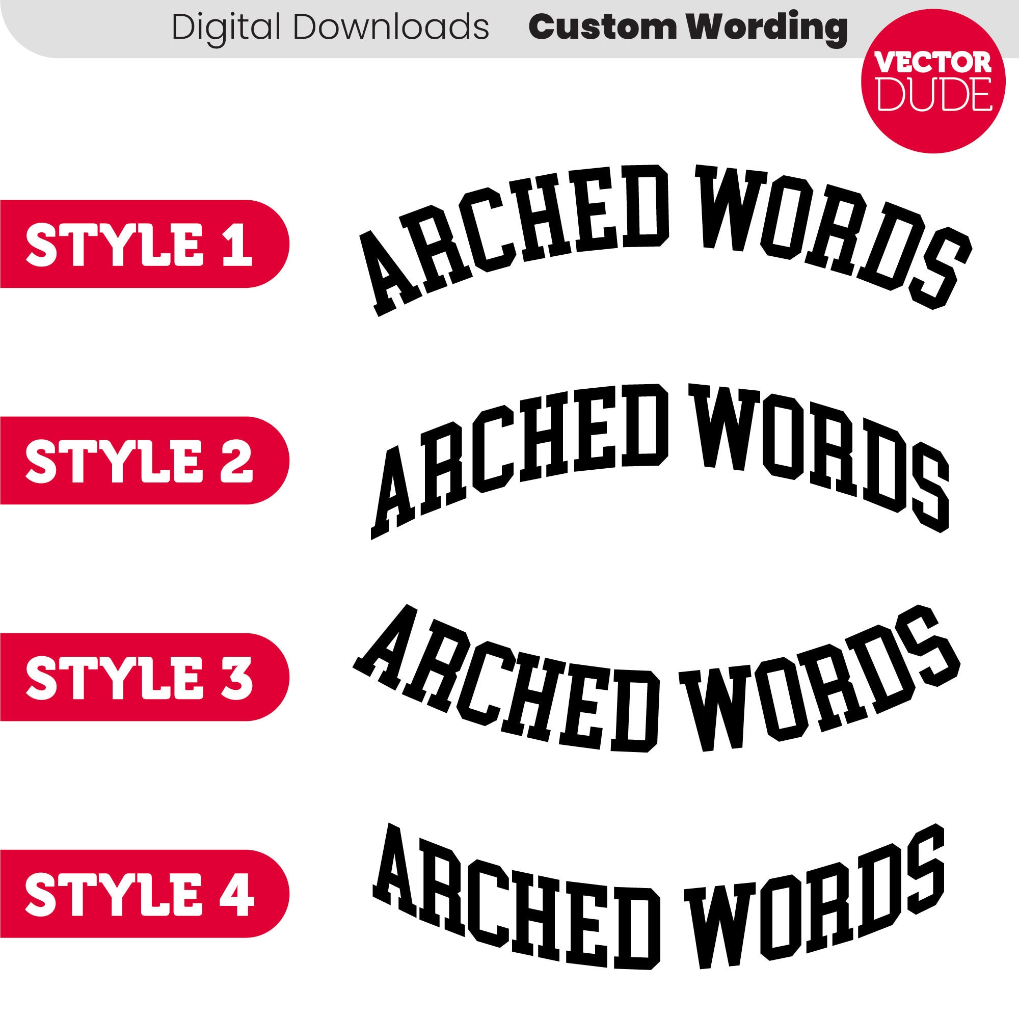 Custom Arched Curved Letters in 4 Choices of Styles & 6 Formats [svg ...