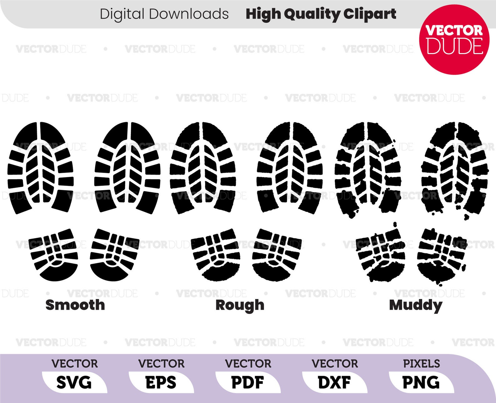 Boot Prints - 3 Styles. Smooth Rough and Muddy Details. High Quality ...