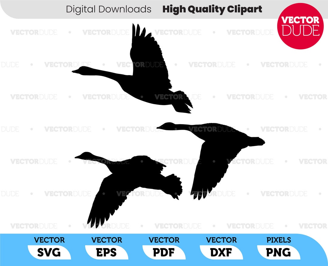 3 Flying Geese Original Design Silhouette, Detailed High Quality ...