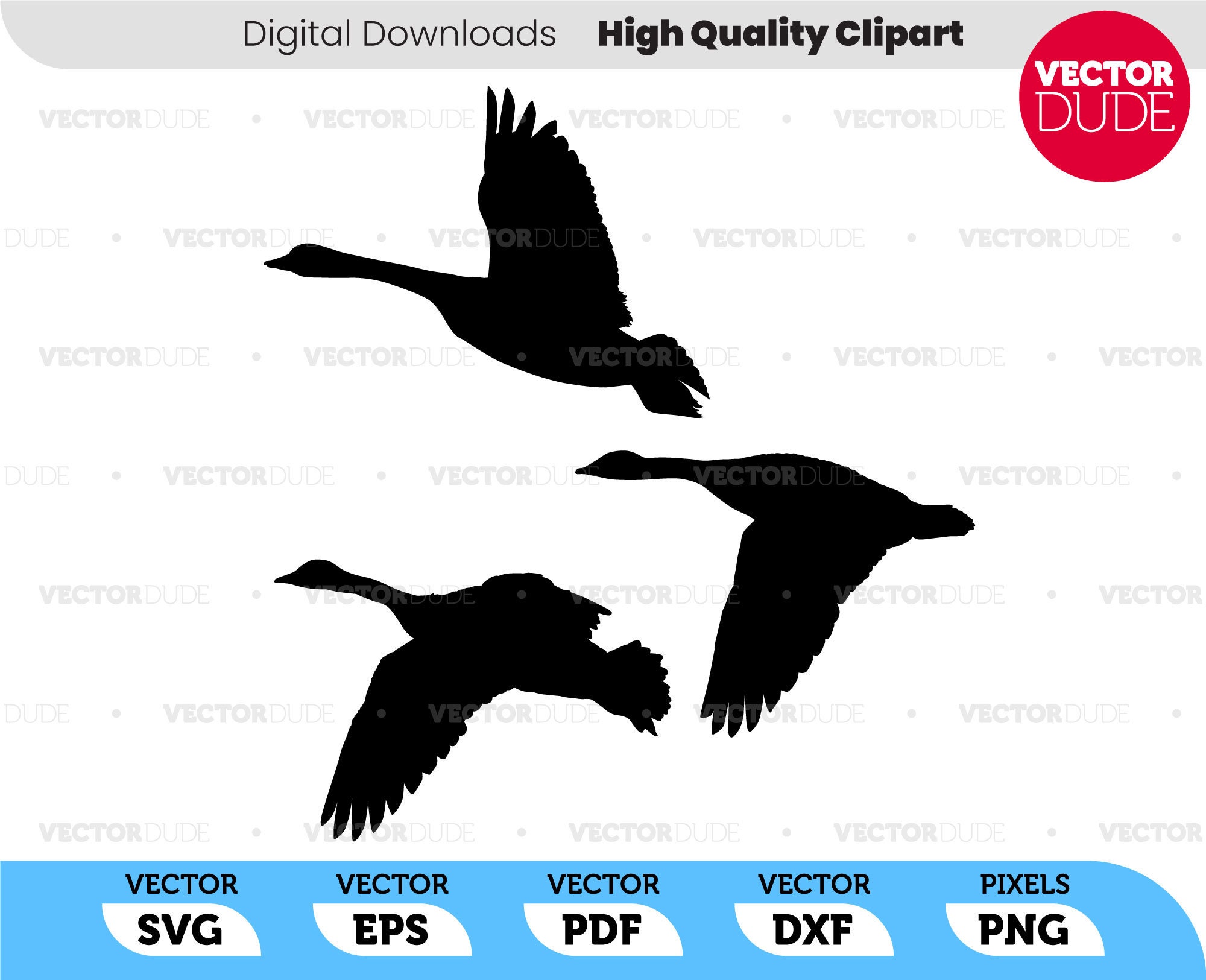 3 Flying Geese Original Design Silhouette, Detailed High Quality ...