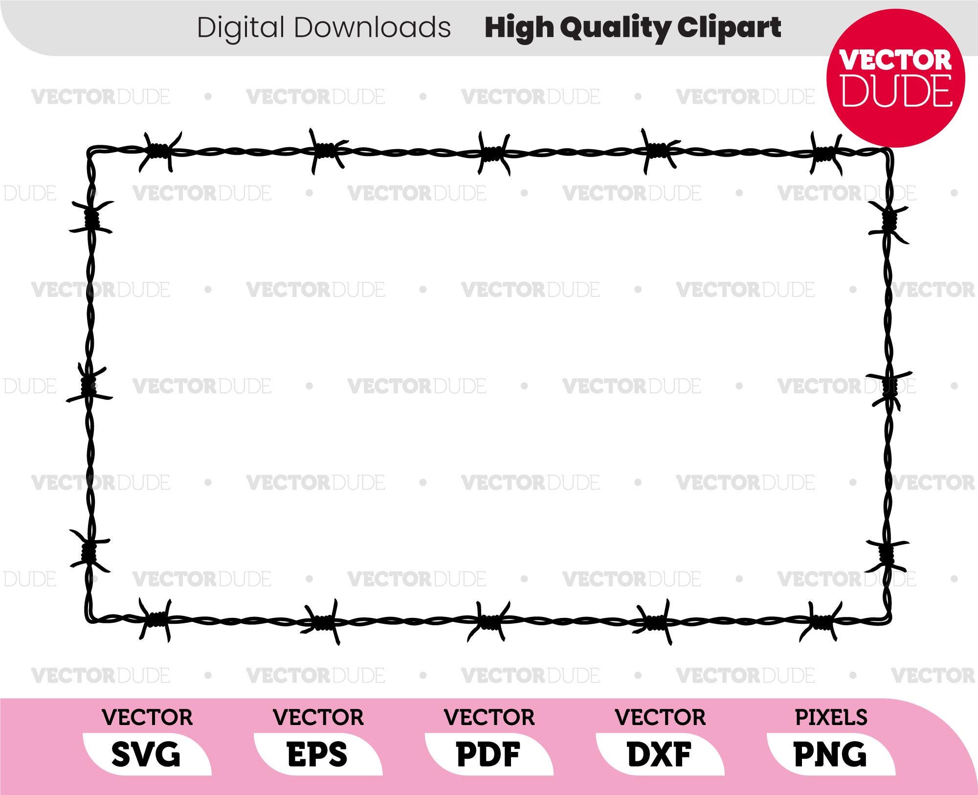 Rectangle Barb Wire Barbed Wire Detailed Border for Cutting or Print ...