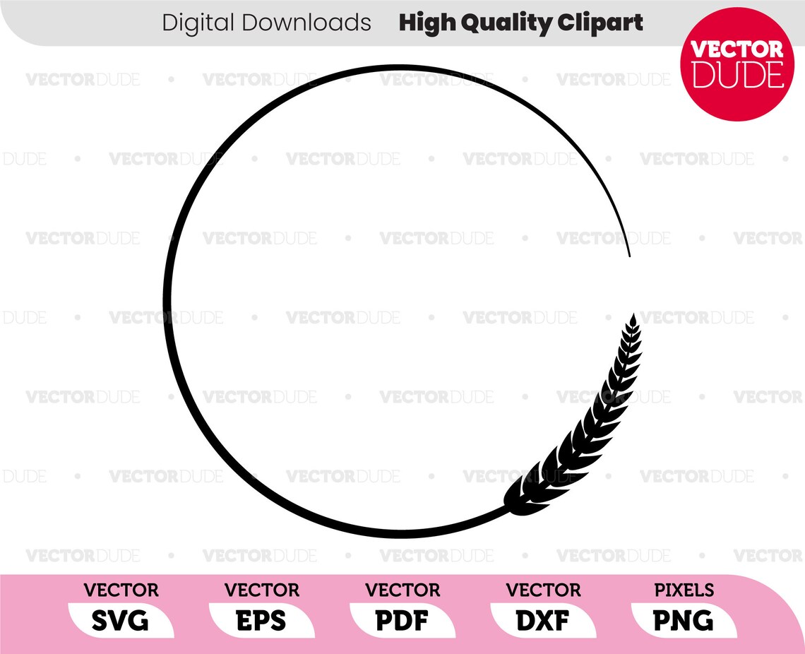 Decorative Round Border Wheat Design Template Cut or Print, Vector ...